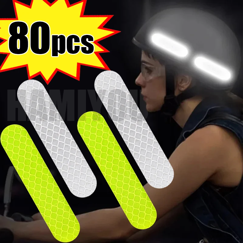 80-10PCS Helmet Safety Warning Reflective Stickers Strip Waterproof ...
