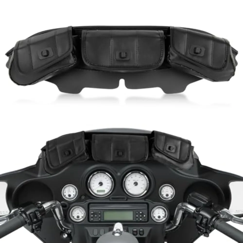 Motorcycle Windshield Bag 3-Pocket Windshield Bag For Harley Touring ...