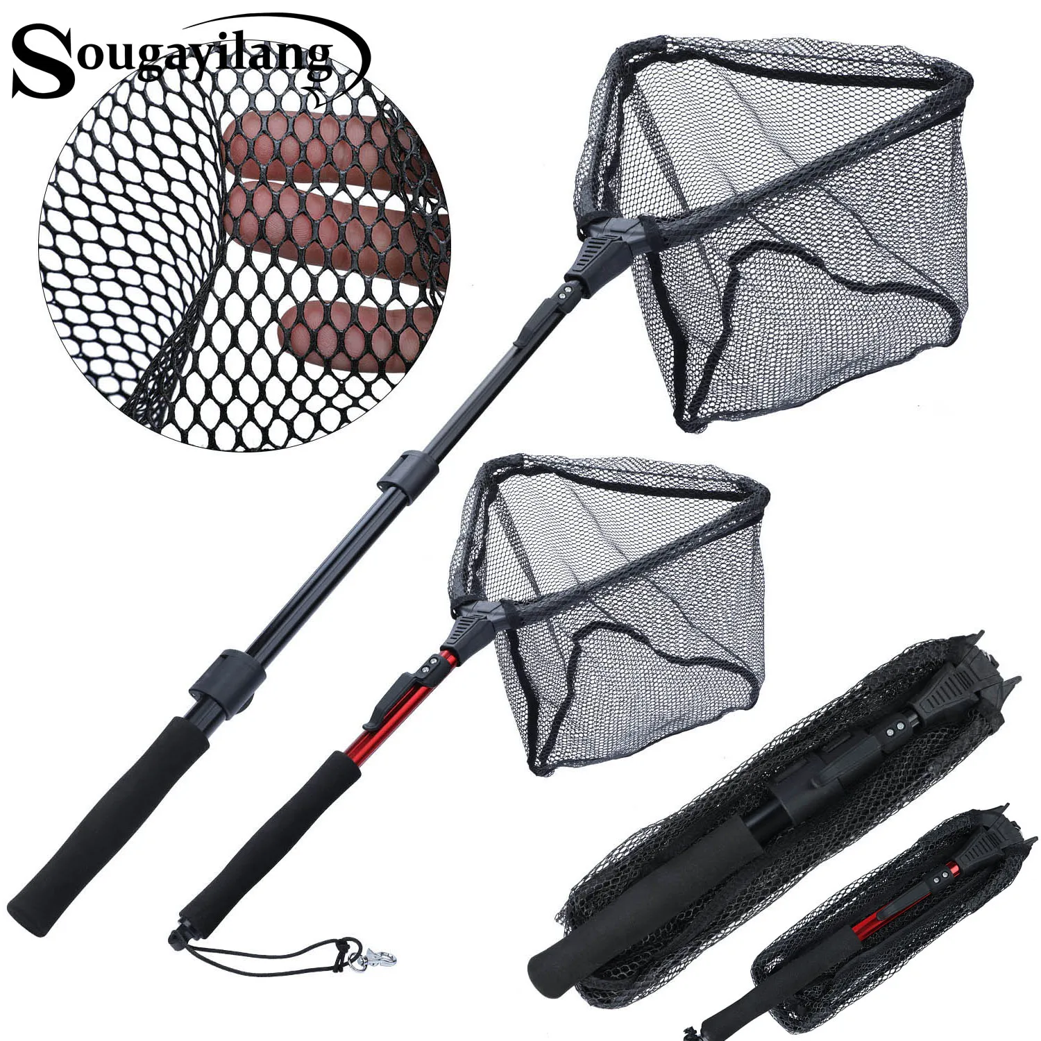 Sougayilang-65cm-95cm-112cm-Folding-Fishing-Net-Retractable-Telescoping ...
