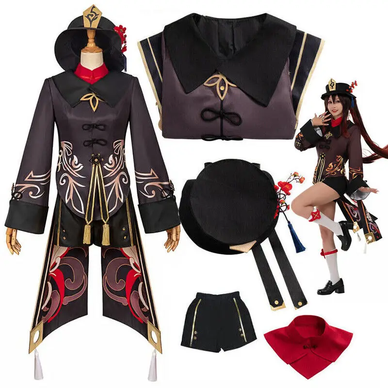 Hu Tao Costume Game Genshin Impact Hutao Cosplay Uniform Wig Hat Coat ...