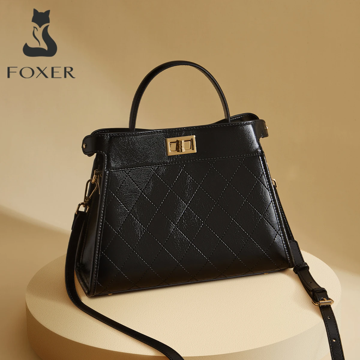 FOXER Versatile Handbag Women's Shoulder Bag Cowhide Leather Female ...