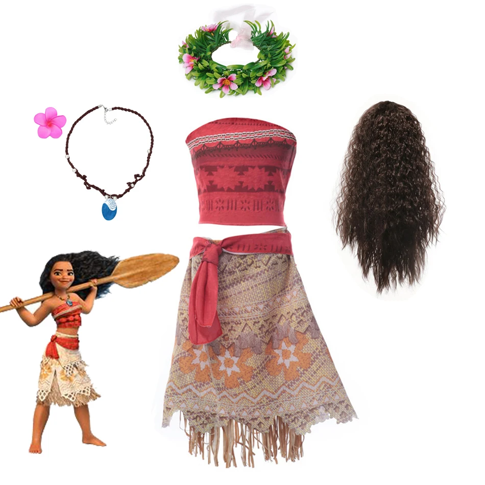 Moana-Dresses-Girls-Kids-Clothes-Cosplay-Vaiana-Princess-Dress-Necklace ...