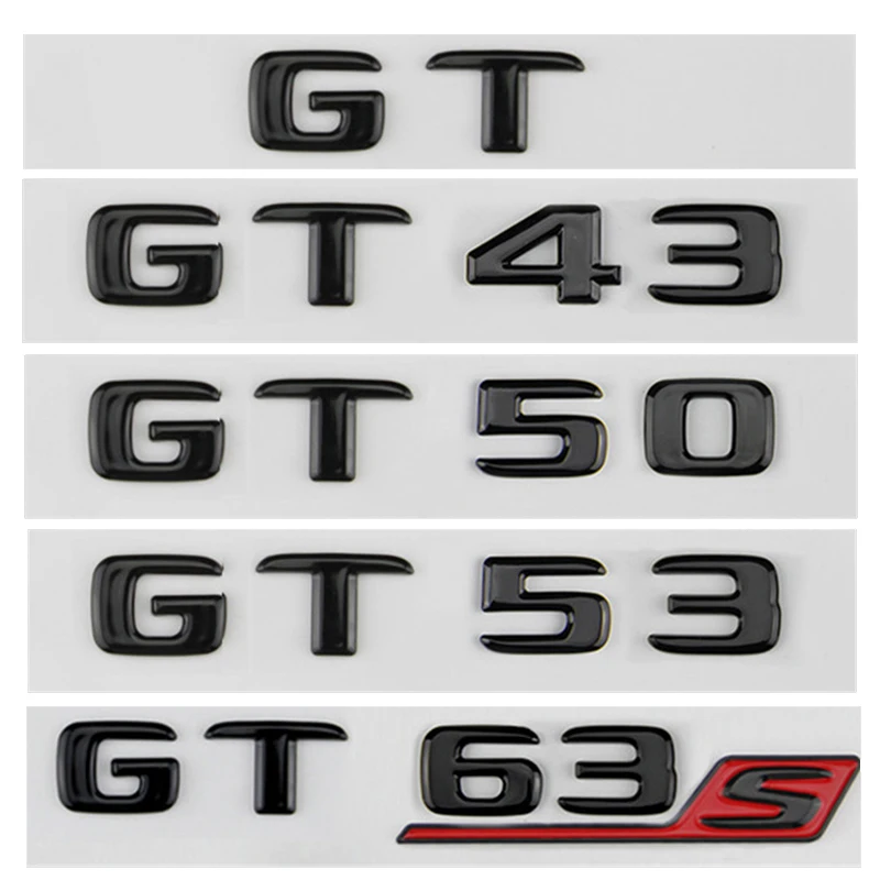 3d ABS Glossy Black Letters Car Rear Trunk Badge Logo GT GT43 GT50 GT53 ...