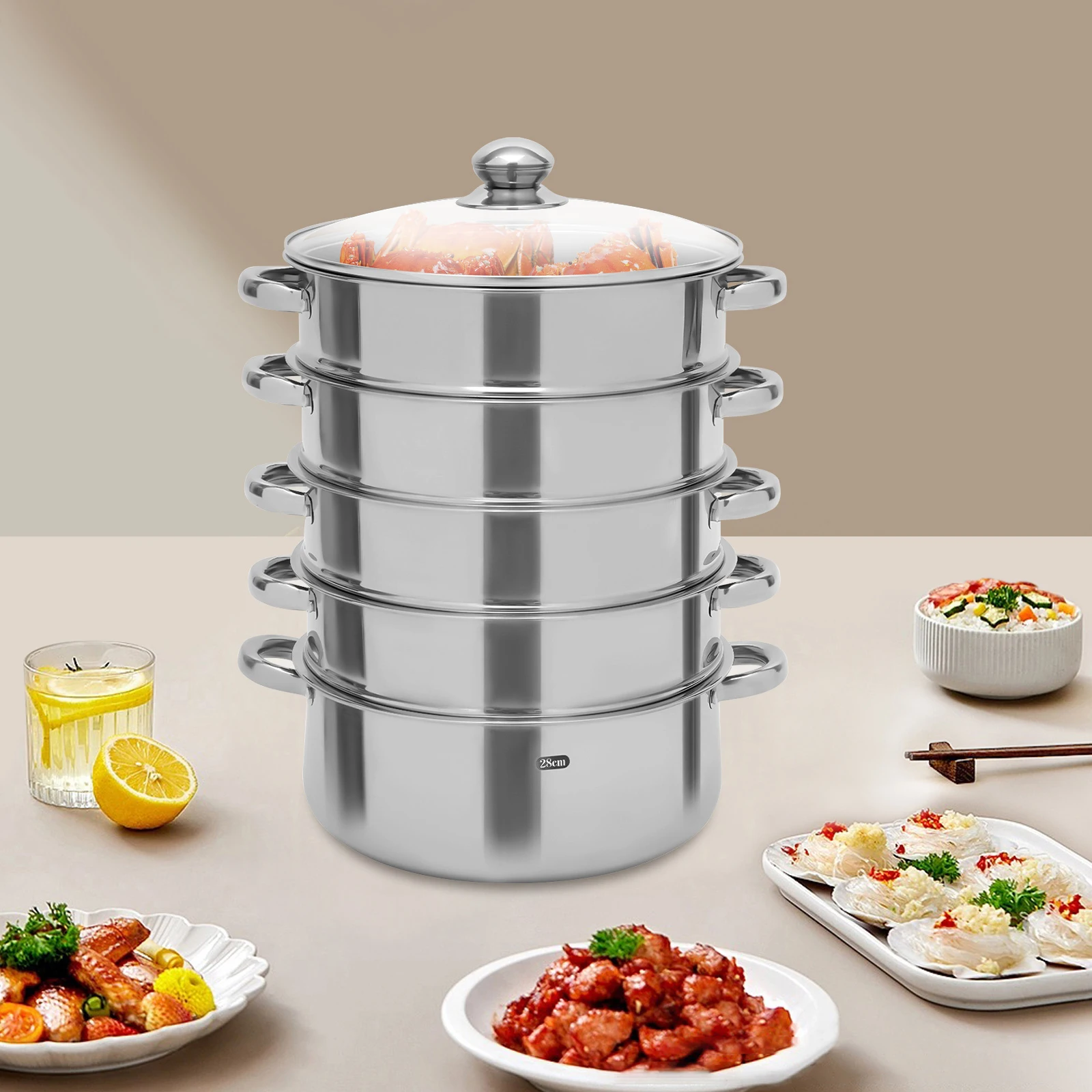 Multifunctional Stainless Steel Steamer 26cm 28cm 30cm 5 Tier Kitchen Cooking Steamer Durable And Easy to clean AliExpress