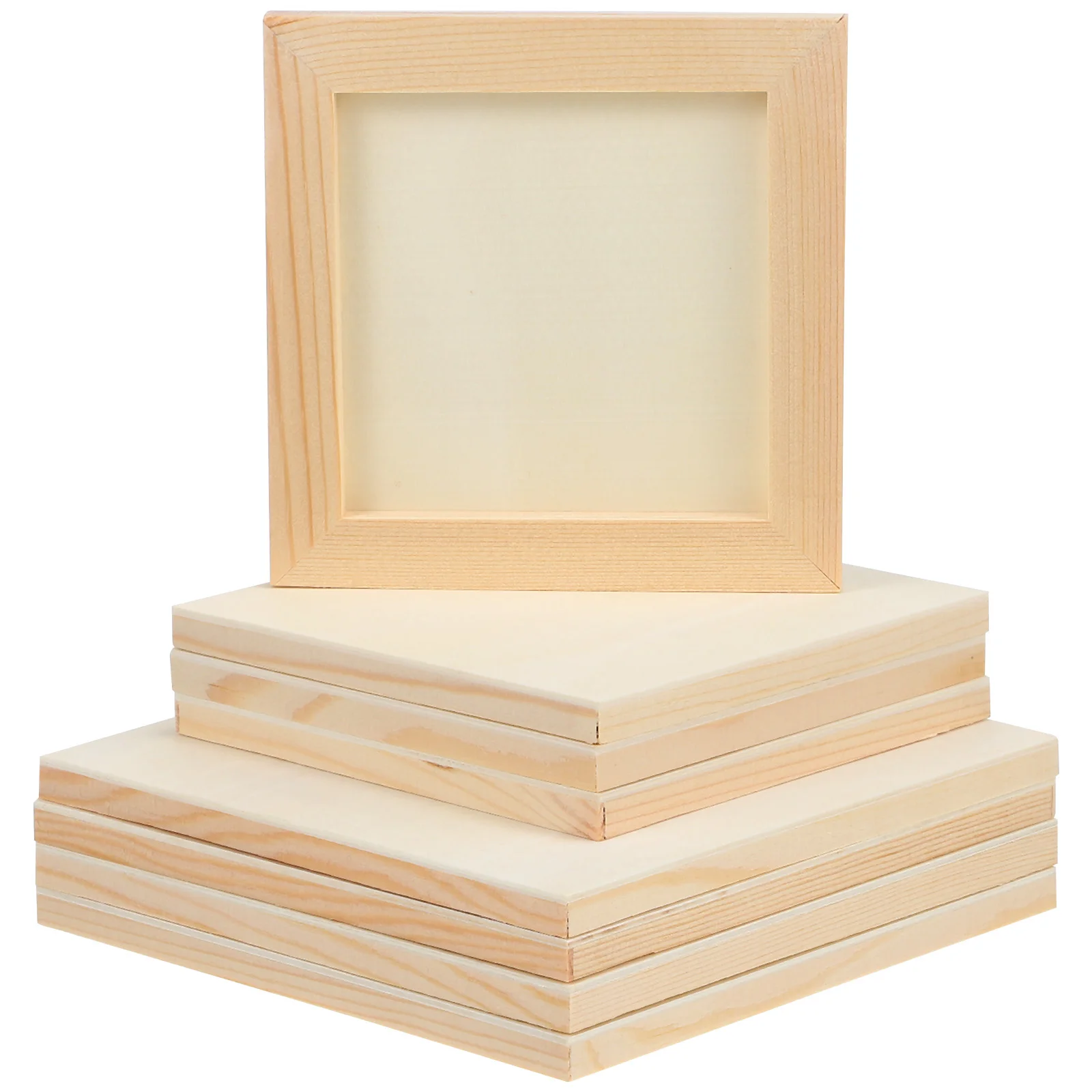 8-Pcs-Clay-Picture-Frame-Square-Craft-Frames-Display-Wood-Natural-With ...