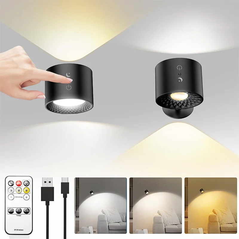 Led-Double-Head-Wall-Lamp-Touch-Control-Remote-360-Rotatable-USB ...