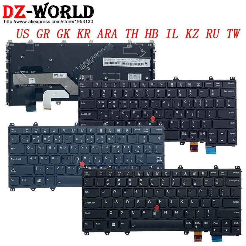 US English GR GK KR ARA TH HB IL KZ RU TW Backlit Keyboard For Lenovo ...