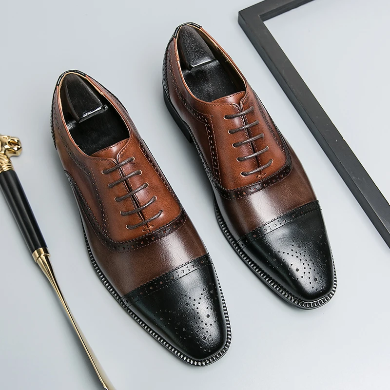 Men Two Tone Lace-up Front Oxford Shoes, Business Dress Shoes ...