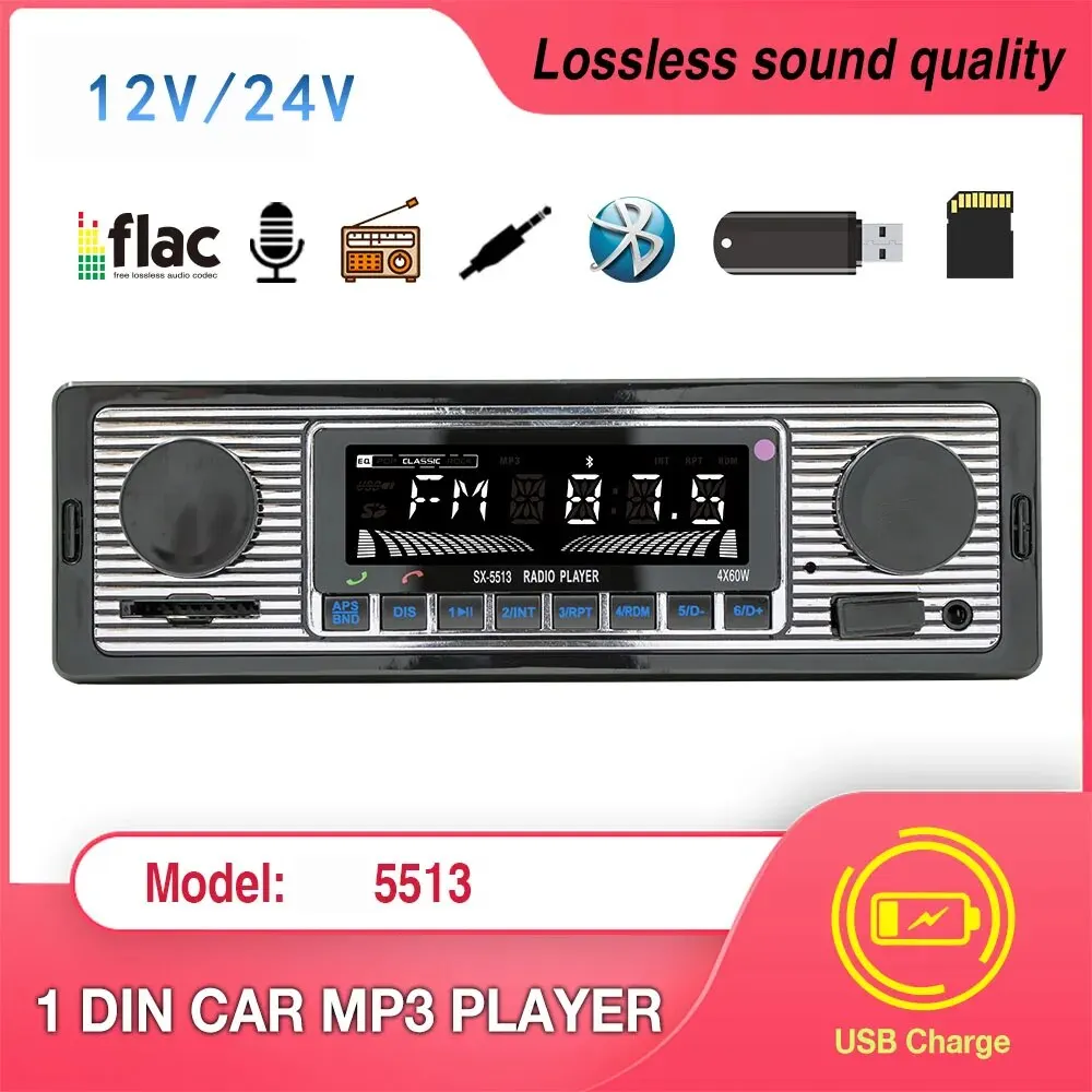 Bluetooth-Car-Radio-Vintage-Dual-Knob-MP3-Player-FM-Tuner-Stereo-USB ...