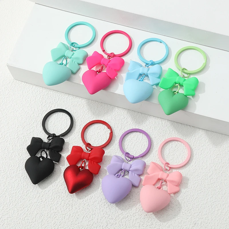 Lovely-Acrylic-Keychains-Colorful-Plastic-Hearts-Bow-Key-Ring-For-Women ...