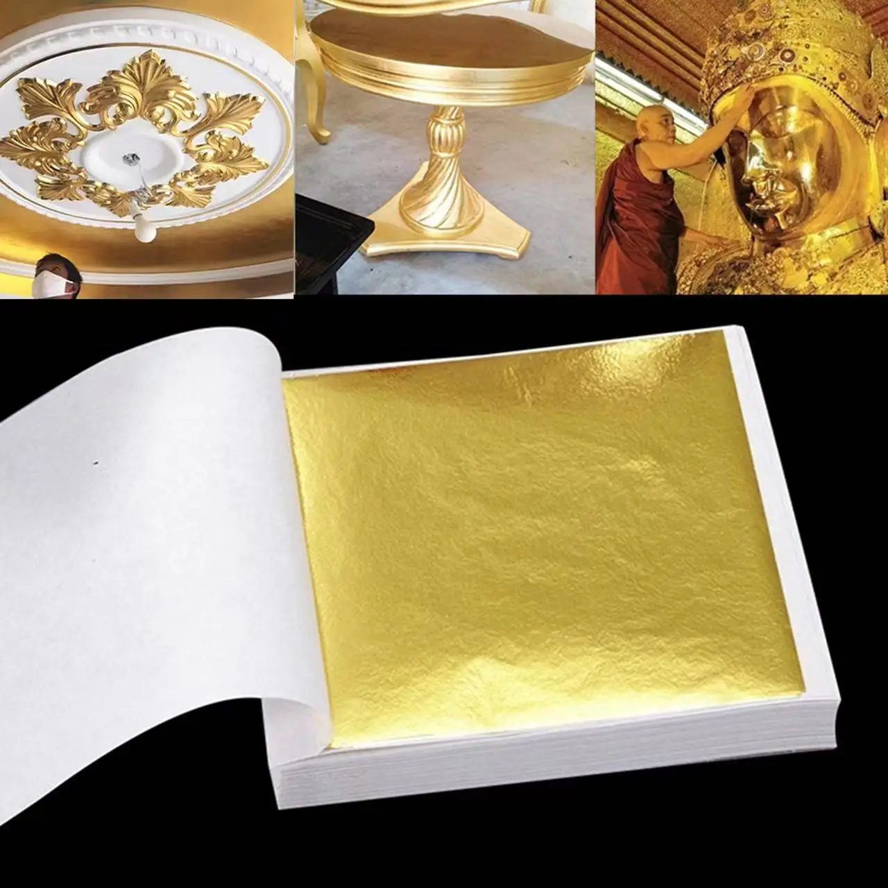 100-Sheets-Imitation-Gold-and-Silver-Foil-Leaf-Gold-plated-DIY-Craft ...
