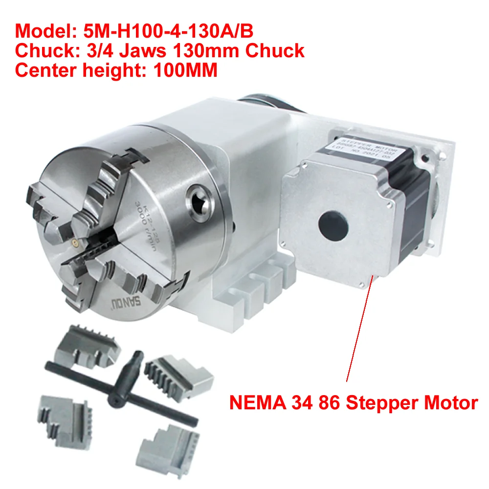 CNC-A-4th-Axis-Rotary-Axis-NEMA34-86-Stepper-Motor-CNC-Indexing-Head-3 ...