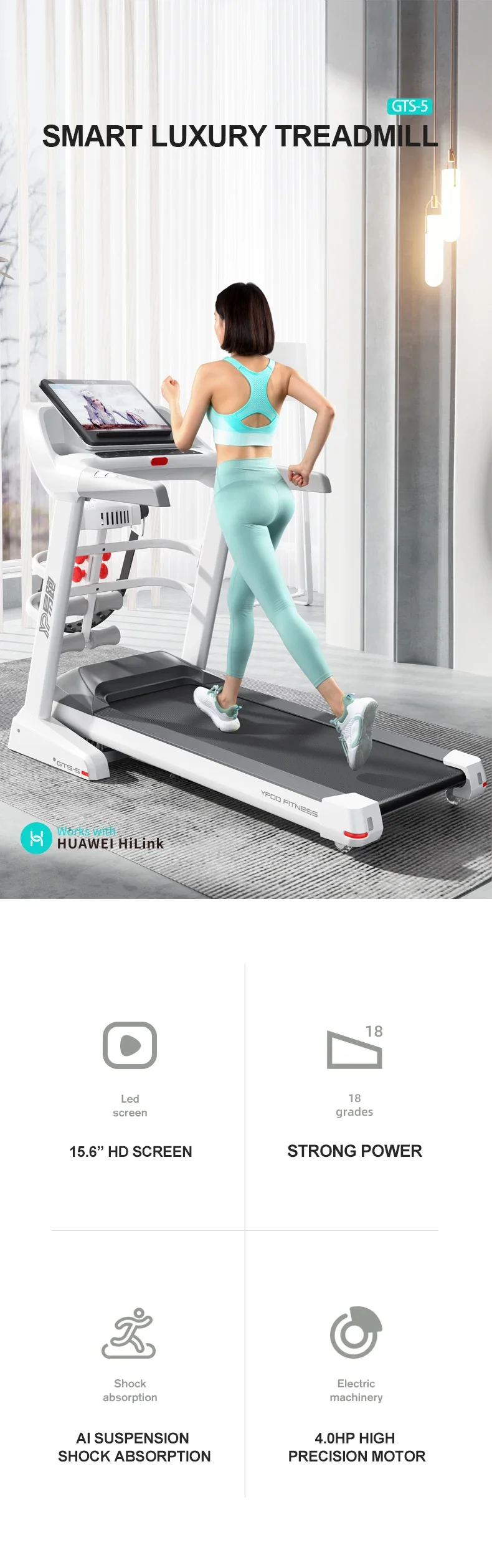 2023 New Design Fitness Gym Treadmill Touch Screen Smart Walk Slim ...