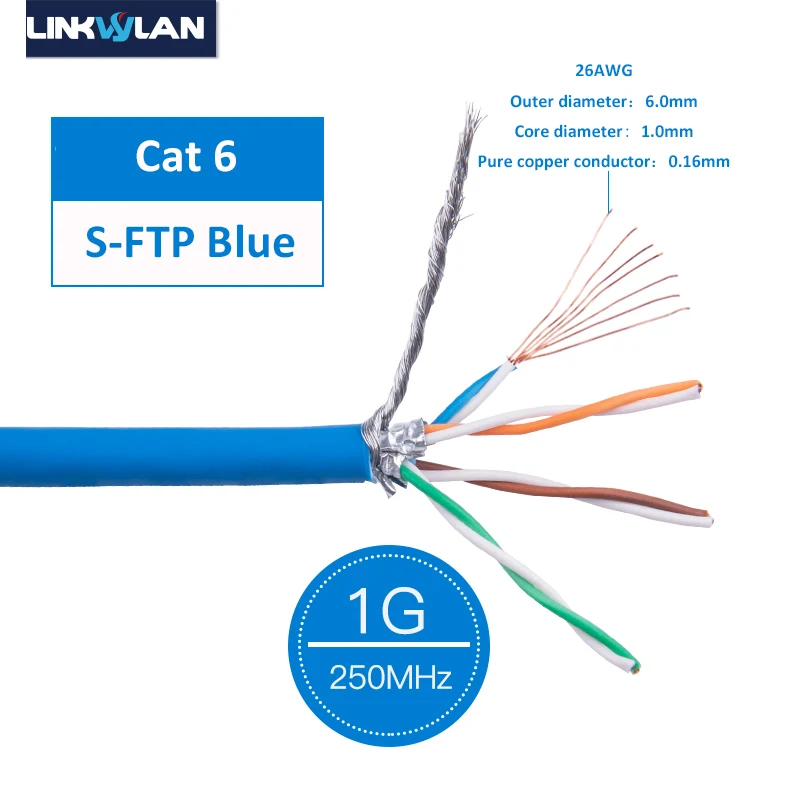 Network Cat6 S-ftp Bulk Patch Raw Cable Awg26 Multi-cores Stranded ...