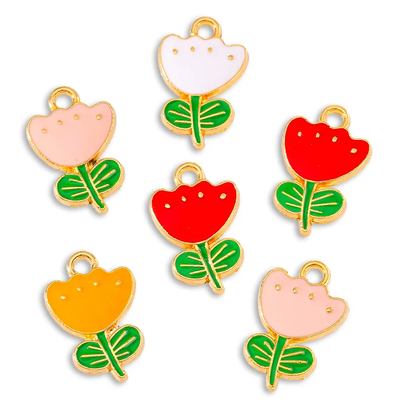 20Pcs-Lovely-Pink-Red-Rose-Carnation-Flower-Pendant-Charm-for-Jewelry ...