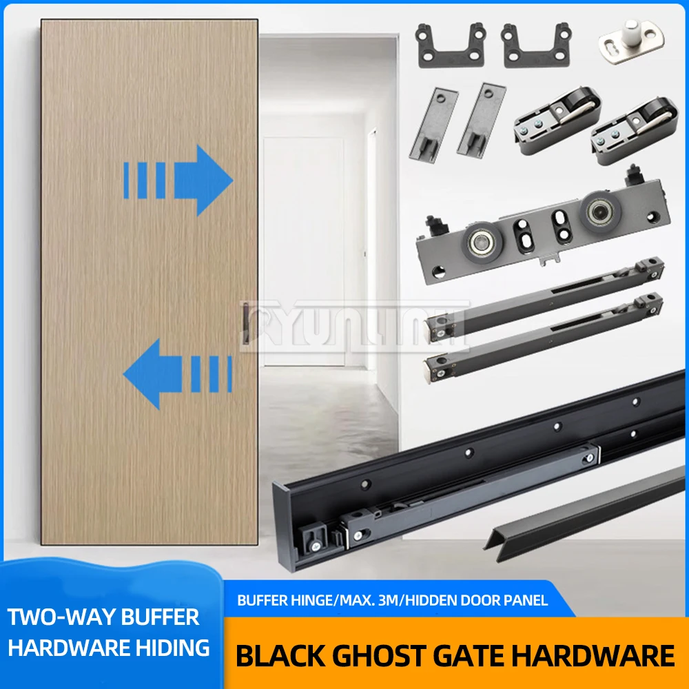 80-120cm-Hidden-Sliding-Barn-Door-Hardware-Track-Kit-Floating-Soft ...
