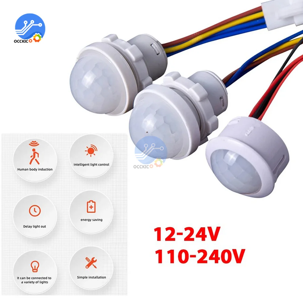 AC110-240V Automatic Sensor Light Switch LED PIR Infrared Motion Sensor ...