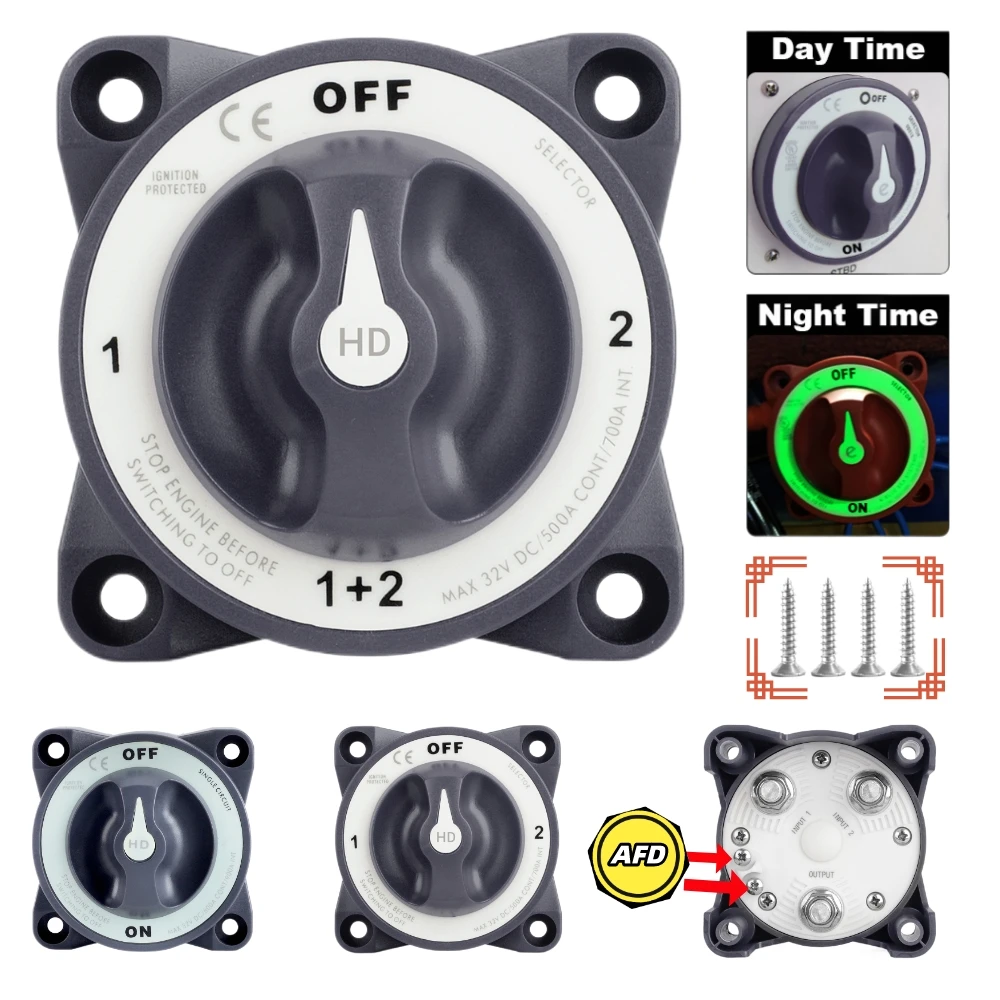 2-3-4-Position-Battery-Switch-300A-Luminous-With-AFD-Marine-Boat ...