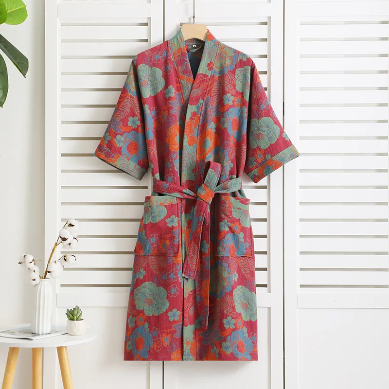 Multi-Colors-Kimono-Robes-for-Couples-Homewear-Cotton-Bathrobe-for ...