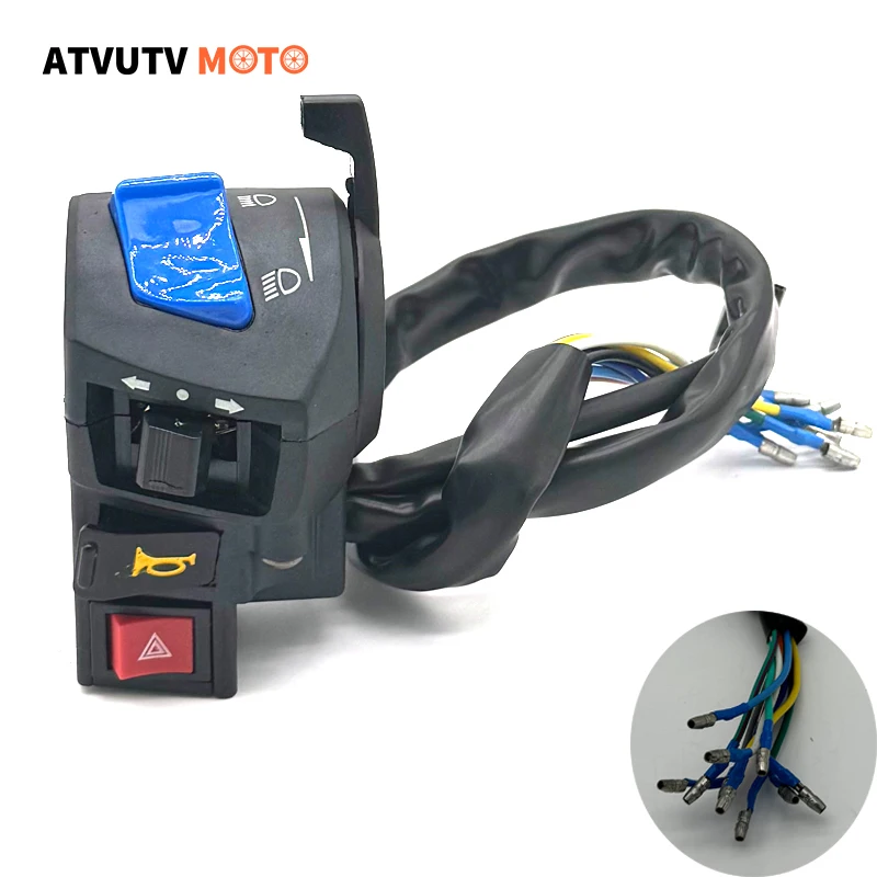 22mm-10-Wires-Motorcycle-HandleBar-Switches-With-Emergency-Double-Flash ...