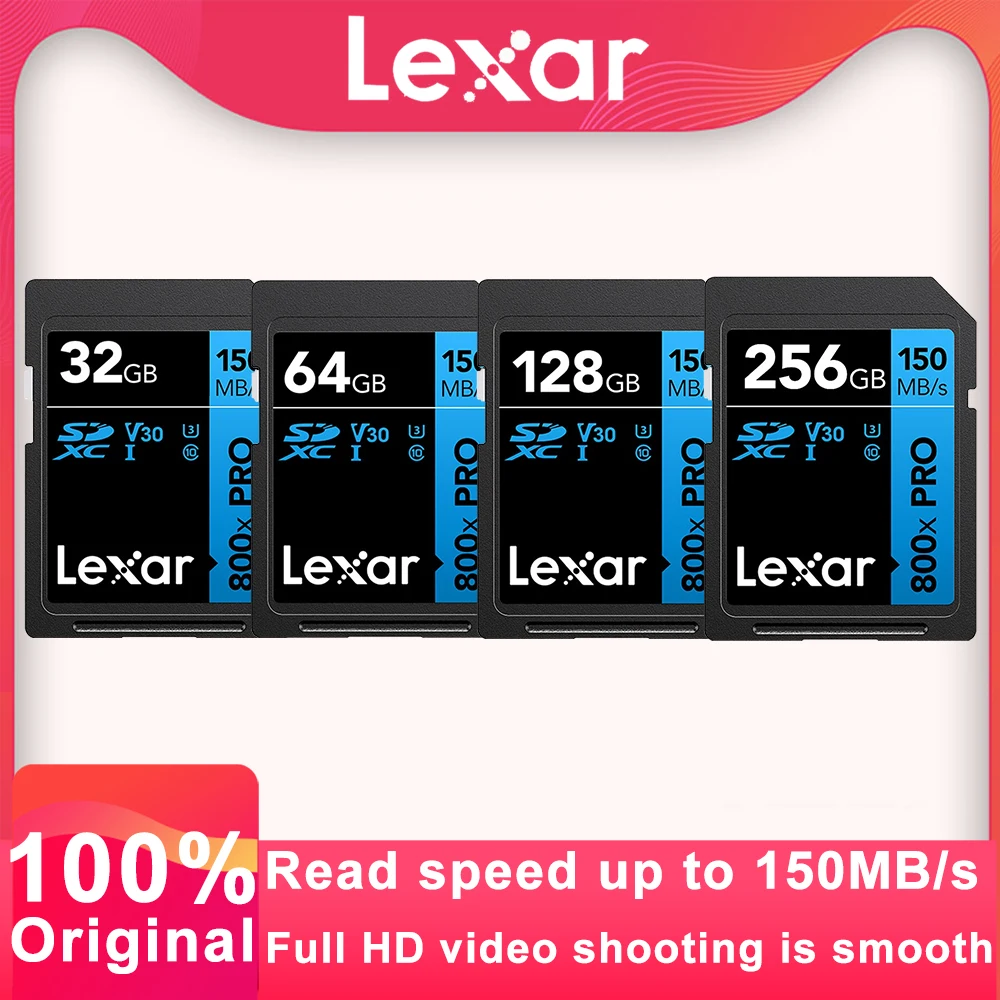 Lexar-SD-Card-800X-Pro-128GB-64GB-32GB-Memory-Card-Classe-10-3D-4K-V30 ...