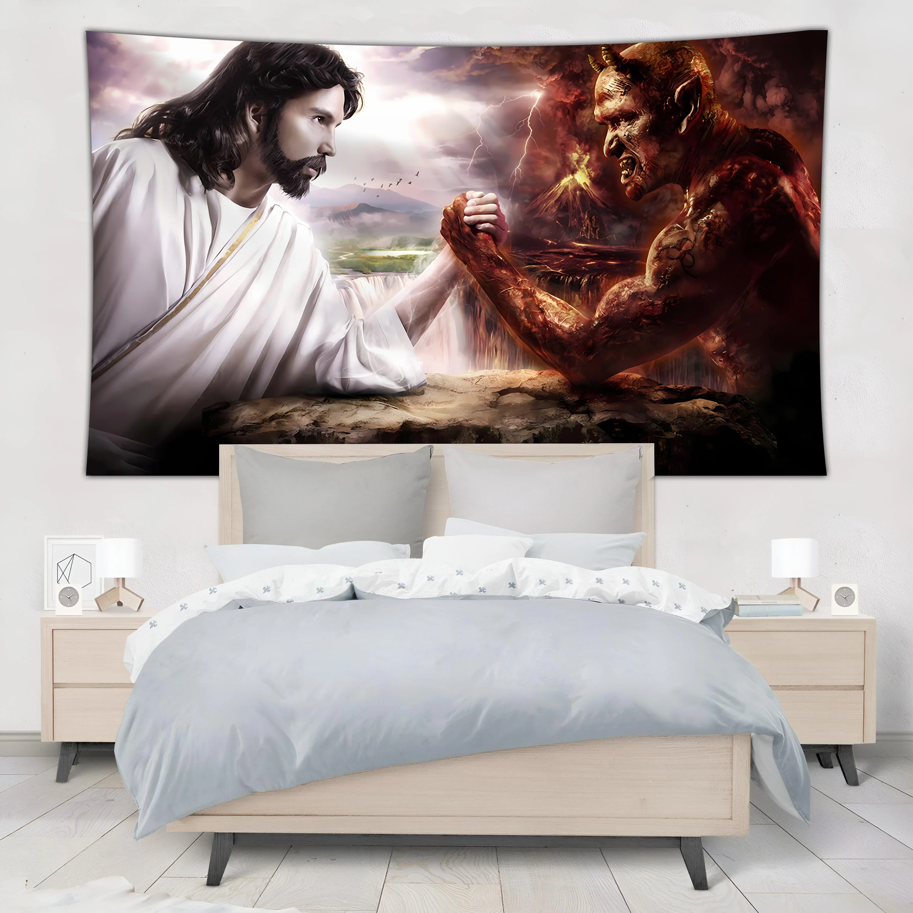 Synthetic-Righteous-Son-Of-God-Against-Evil-Background-Decorative-Wall ...