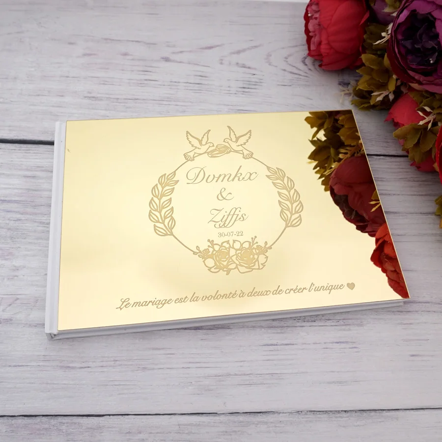 Personalized Signature Guest Book Custom Acrylic Mirror Bride & Groom ...