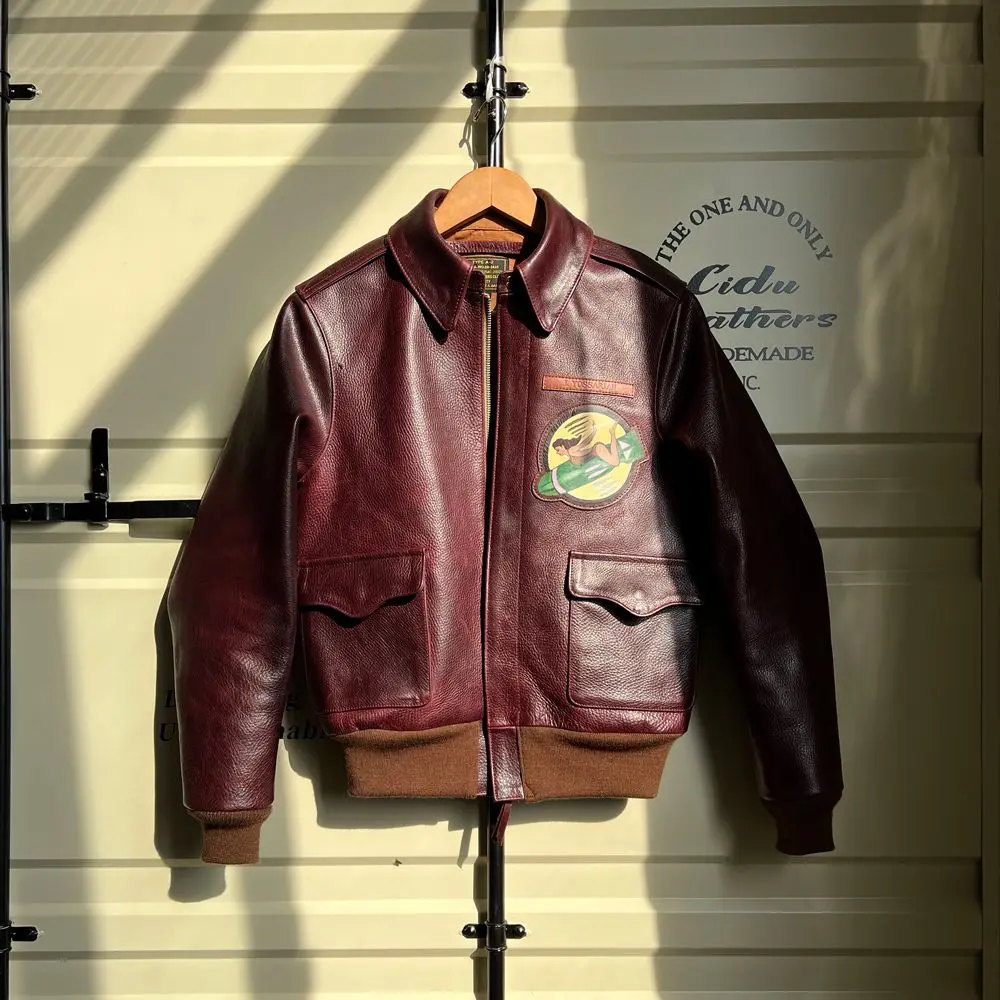 Tailor-Brando-No-23373-Italy-Burgundy-Uncoated-Batik-Cowhide-A2-Aviator ...