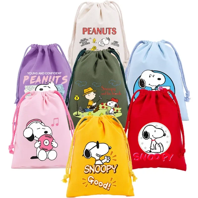 Snoopy Drawstring Pockets Cute Small Gifts Bags Cartoon Anime Graphic ...