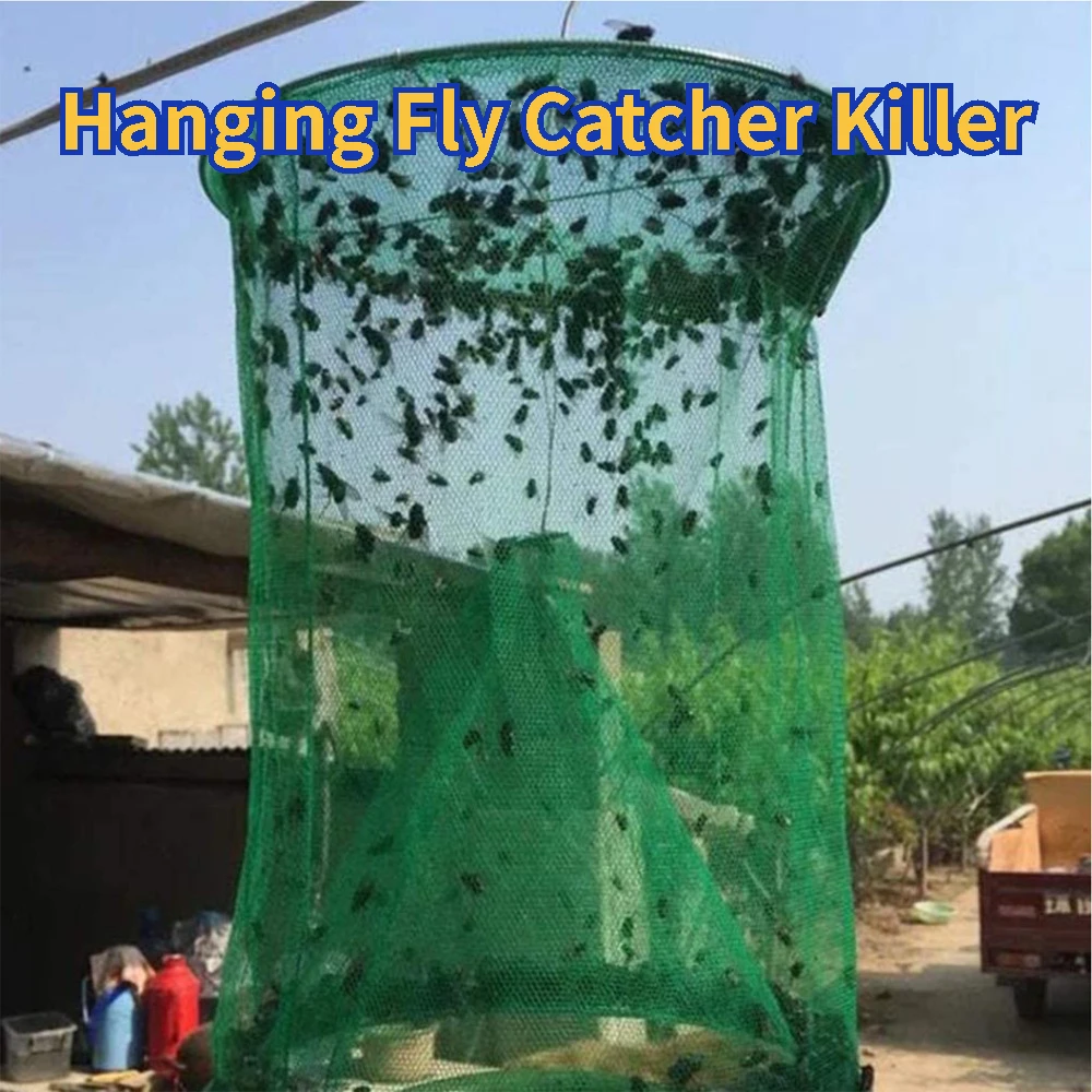 Pest-Control-Reusable-Hanging-Fly-Catcher-Killer-Flies-Flytrap-Cage-Net ...