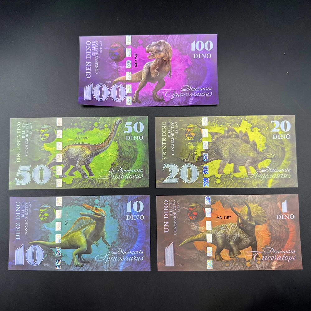5PCS-Dinosaur-1-10-20-50-100-Bills-Banknote-Tyrannosaurus-Rex ...