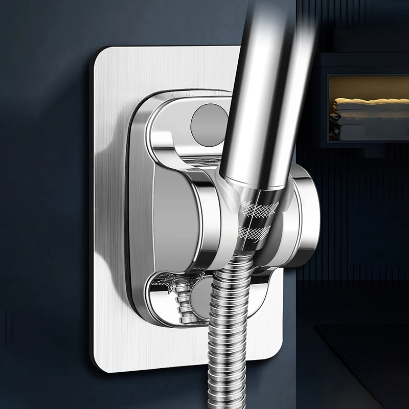 Self-Adhesive-Shower-Arm-Head-Holder-Adjustable-Wall-Mounted-Fixed-Base ...