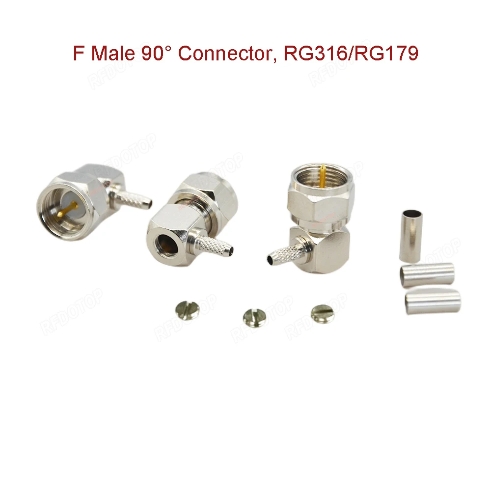 10PCS-lot-F-Male-Plug-Right-Angle-Connector-Crimp-for-RG174-RG316-RG179 ...