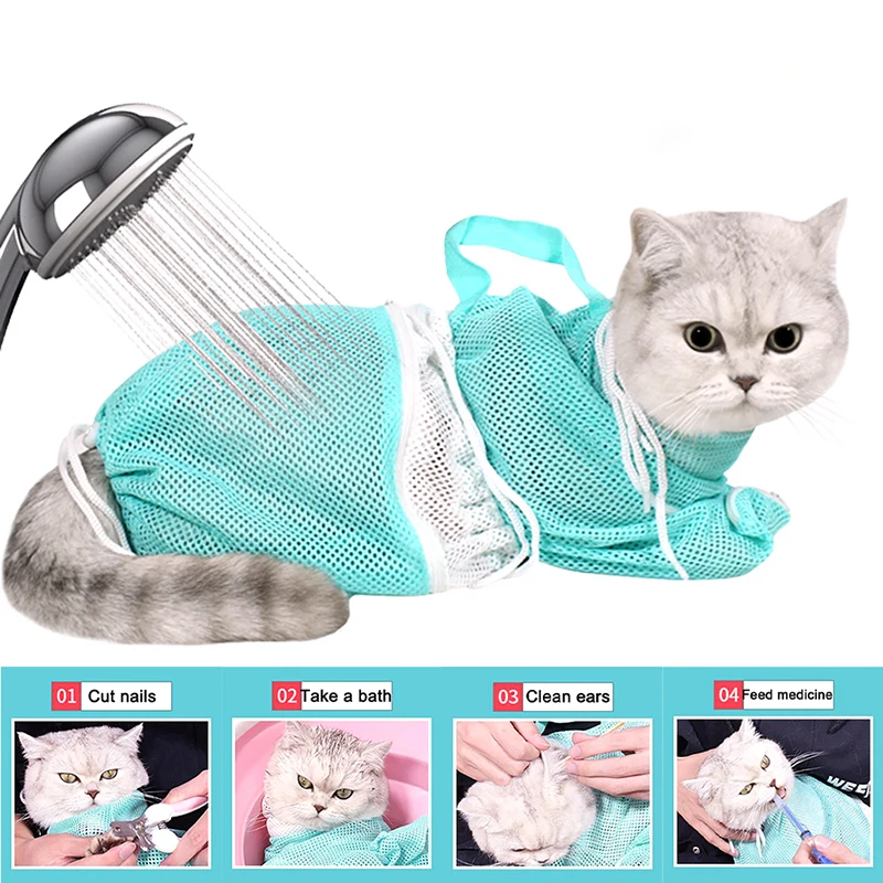 Upgraded Mesh Cat Grooming Bathing Bag Adjustable Cats Washi - Inspire ...