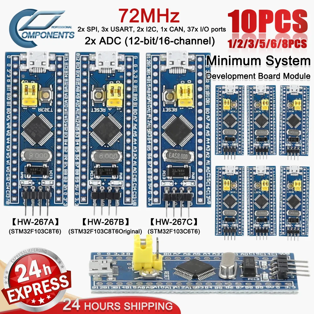 10pcs Stm32f103c8t6 C6t6 Minimum System Development Module 72mhz Arm