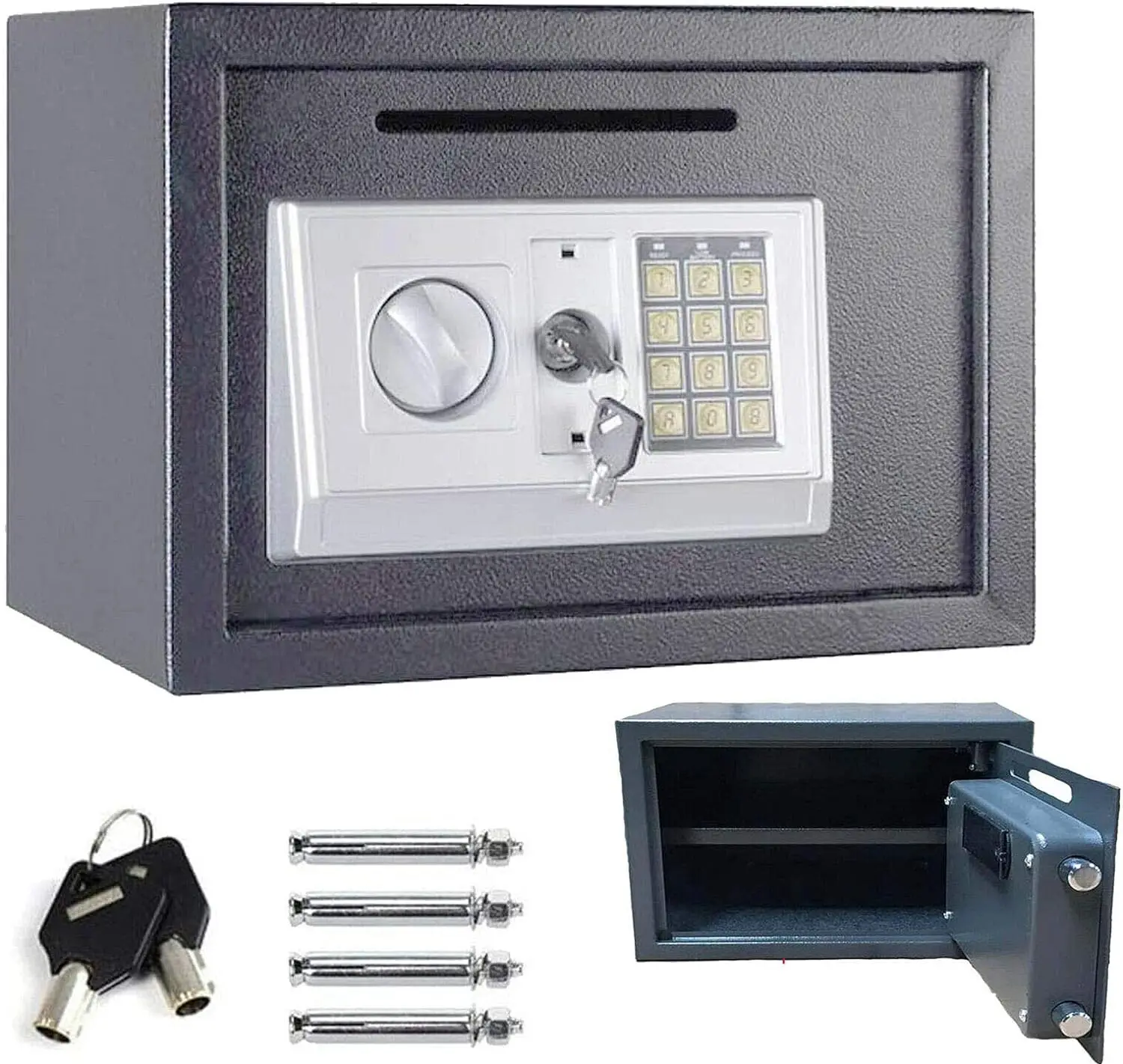 Digital-Safe-Box-with-Key-Large-16L-Home-Safe-Solid-Steel-Wall-Mounted ...
