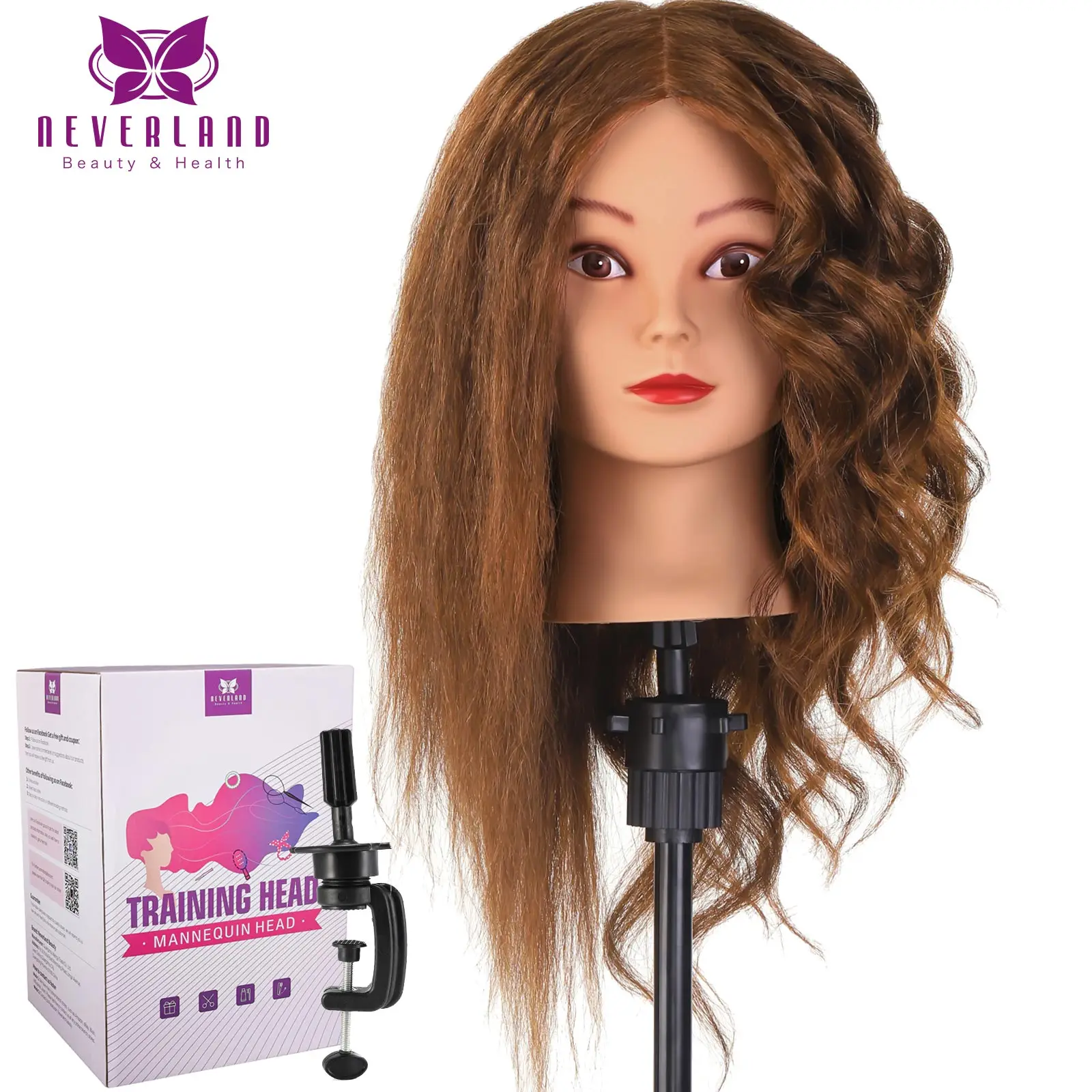 20-inch-50cm-Real-Hair-Training-Mannequin-Head-With-Hair-Doll-for ...