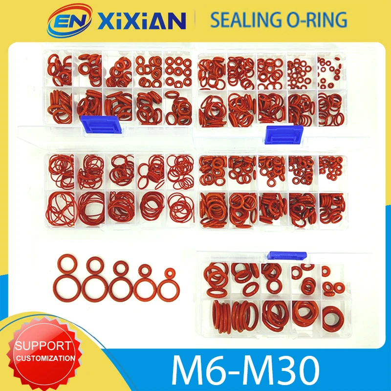 Red-Silicone-O-Rings-50-200Pcs-VMQ-Sealing-Washer-Gaskets-Waterproof ...