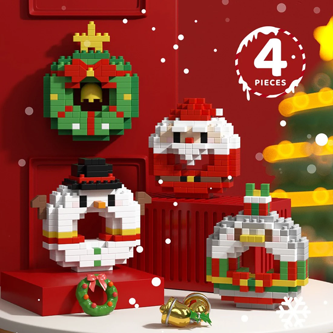4pcs-Kawaii-Christmas-Building-Blocks-Assemble-Cute-3D-Doughnut-Snowman ...