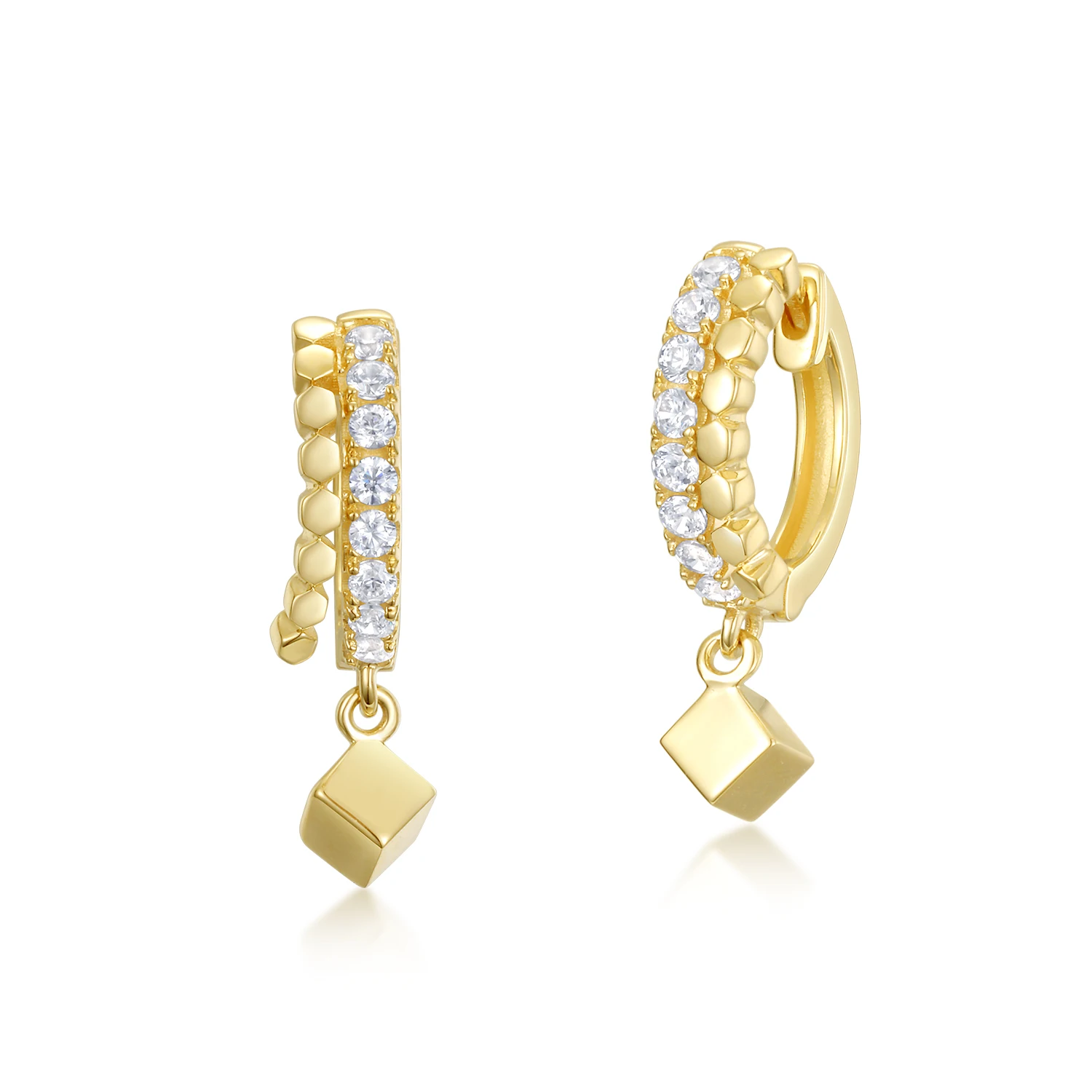 Allnoel Solid 14k Yellow Gold Hoop Earrings For Women White Zircon ...