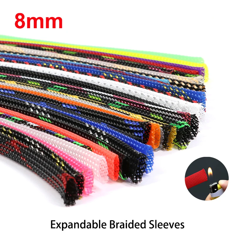2/5/10/20/50m Braided Sleeves 8mm Cable Management Protection High ...