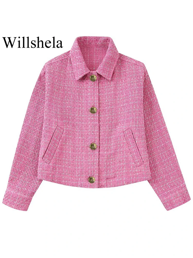Willshela Women Fashion Texture Plaid Single Breasted Jackets Vintage ...