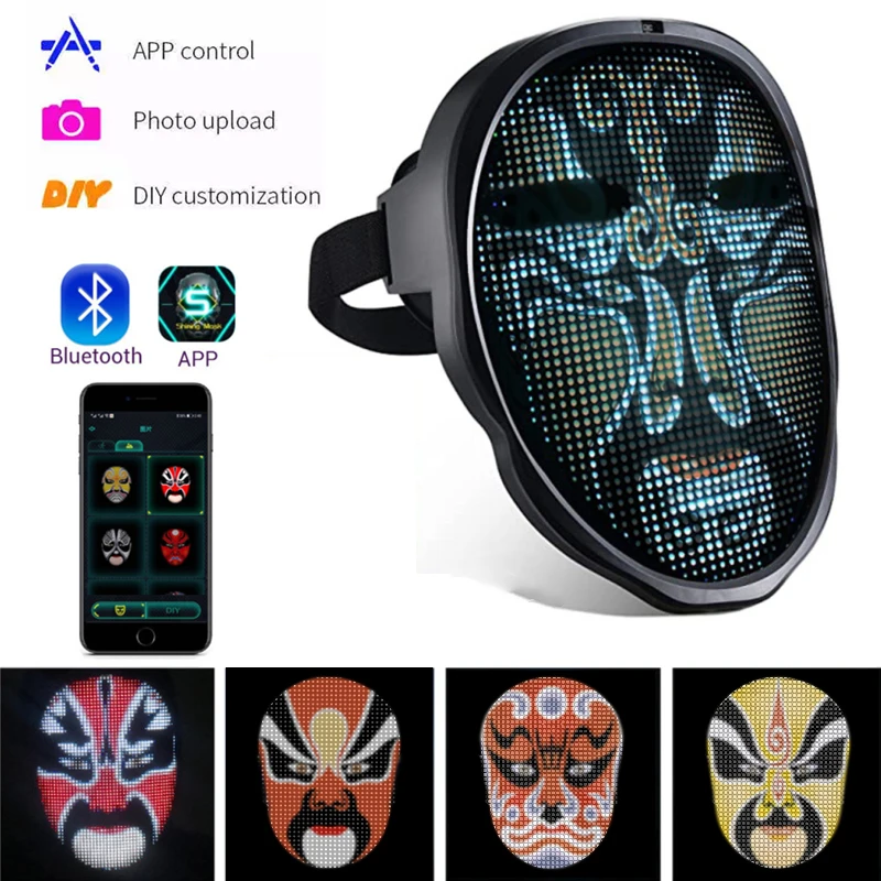 Bluetooth-APP-Control-Smart-LED-Face-Masks-Programmable-Change-Face-DIY ...