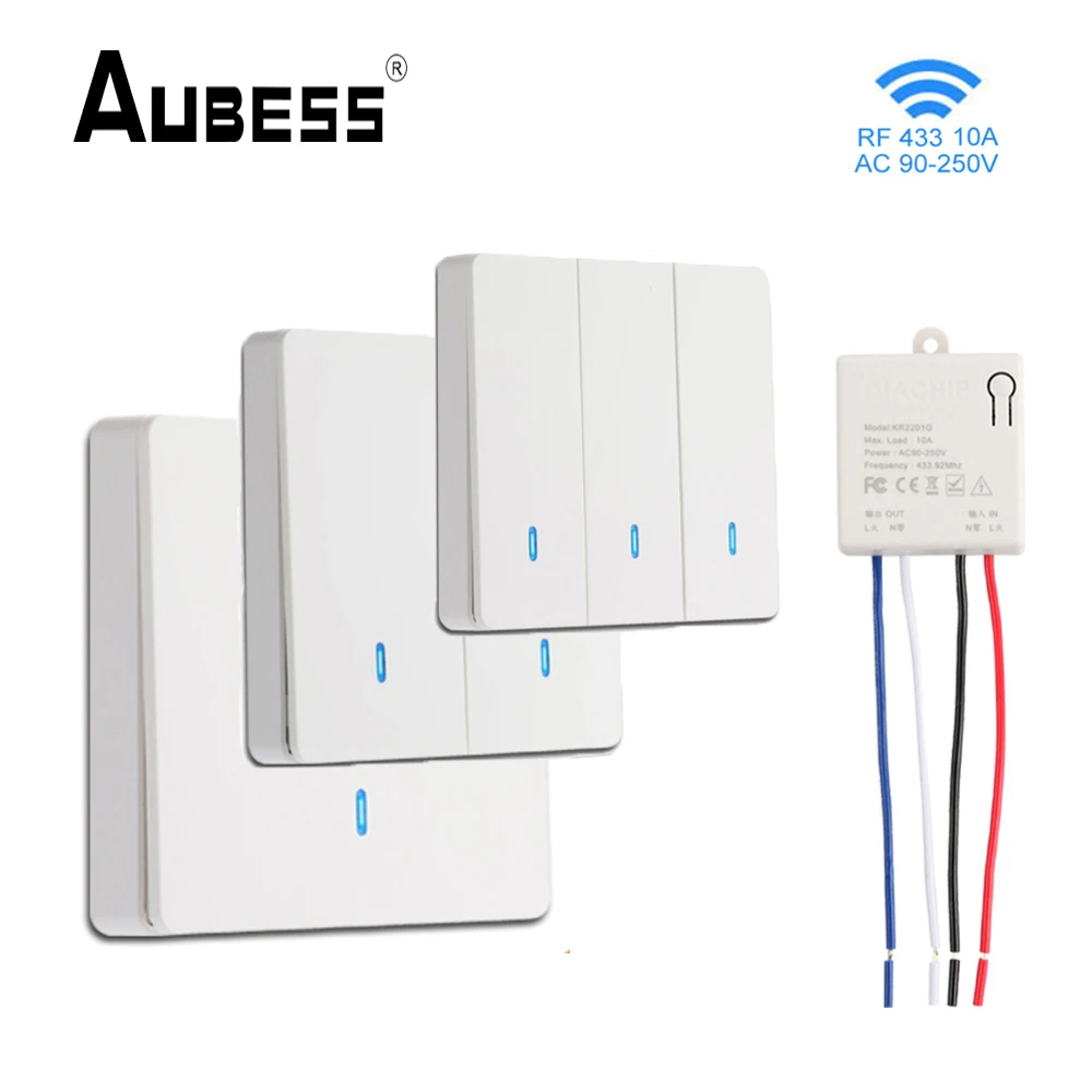 Aubess-433Mhz-Wireless-Wall-Switch-RF-86-Wall-Panel-Transmitter-Safety ...