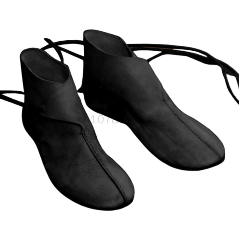 Men-s-Medieval-Knight-Warrior-Cosplay-Short-Flat-Boots-Retro-Black-Pu ...