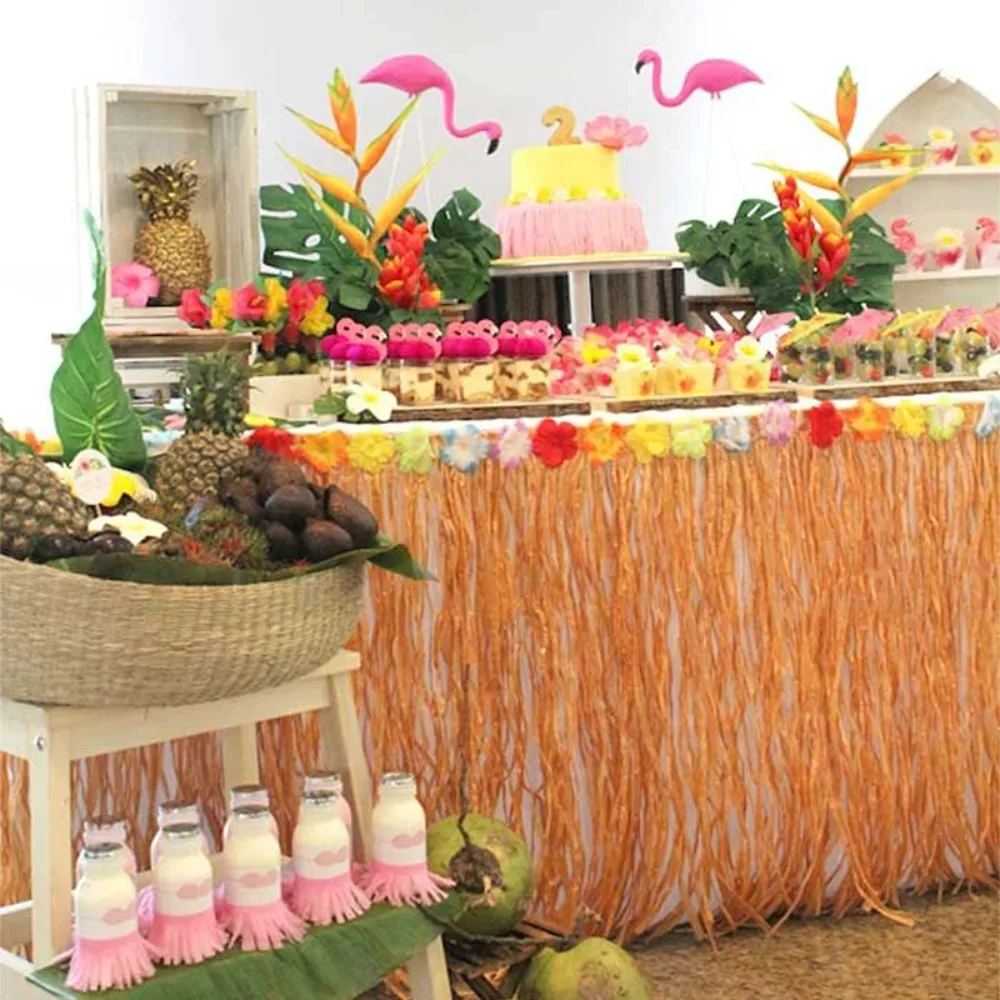 Hawaiian-Party-Decorations-Tropical-Luau-Grass-Table-Skirt-Luau-Party ...