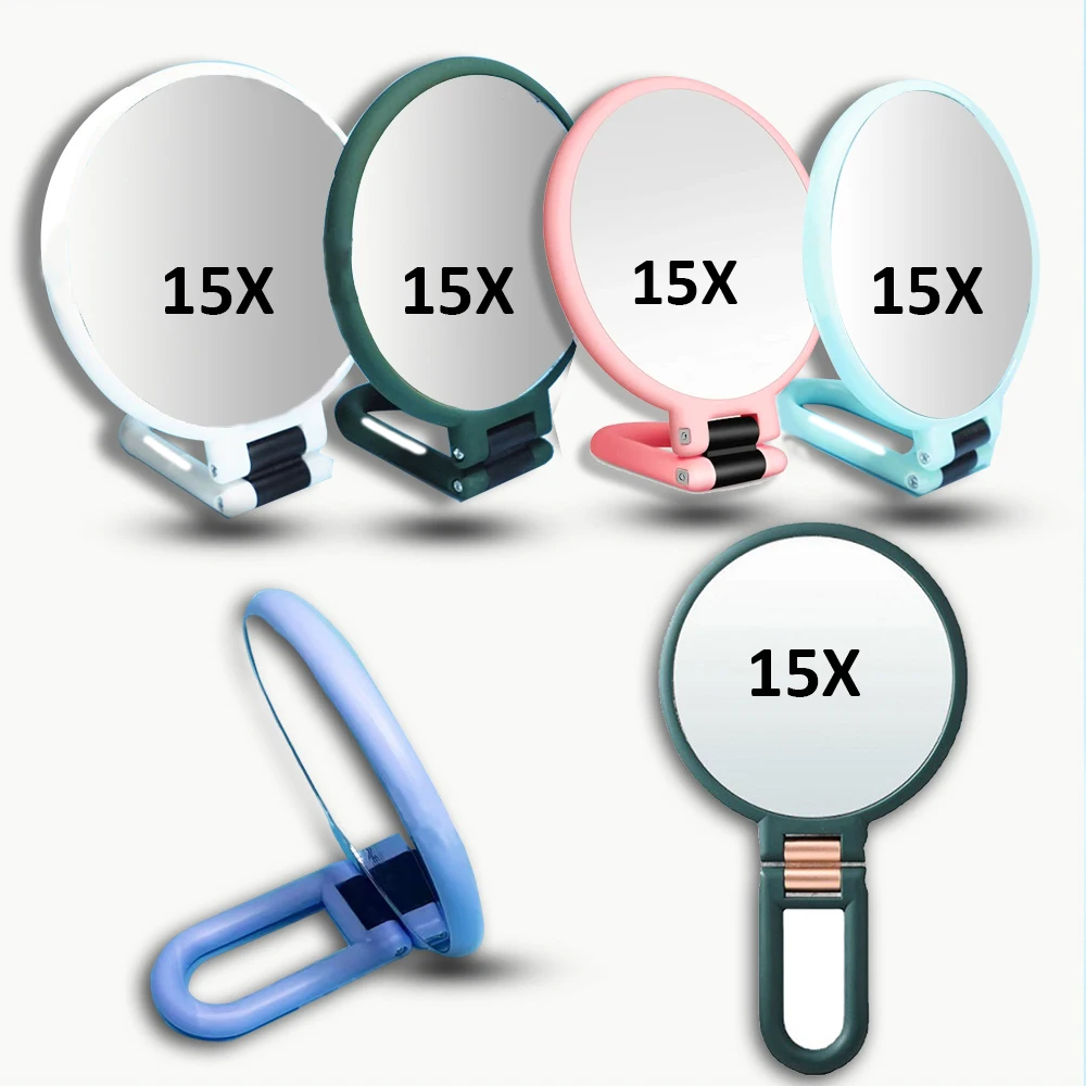 Double-Sided-Folding-Hand-Magnifying-Handheld-Mirror-Travel-Mirror ...