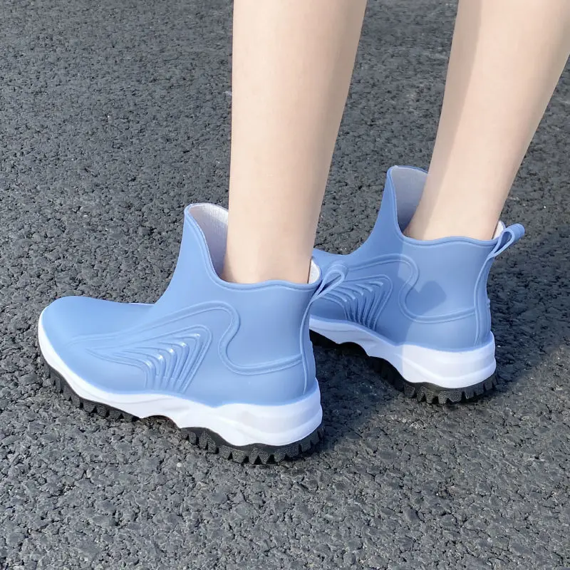 Botas chuvosas de tornozelo para mulheres, Bota de chuva de tornozelo ...