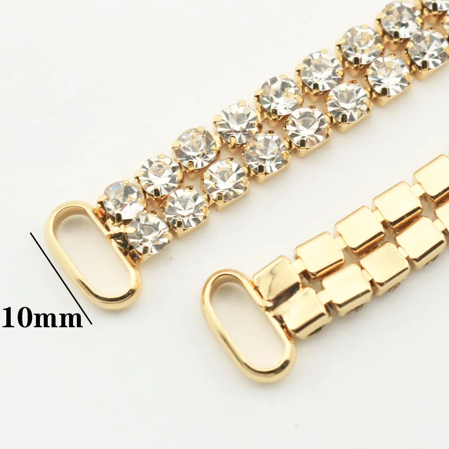 New-2Pcs-55mm-2-Row-Round-Buckles-Rhinestone-Chain-Bikini-Connectors ...