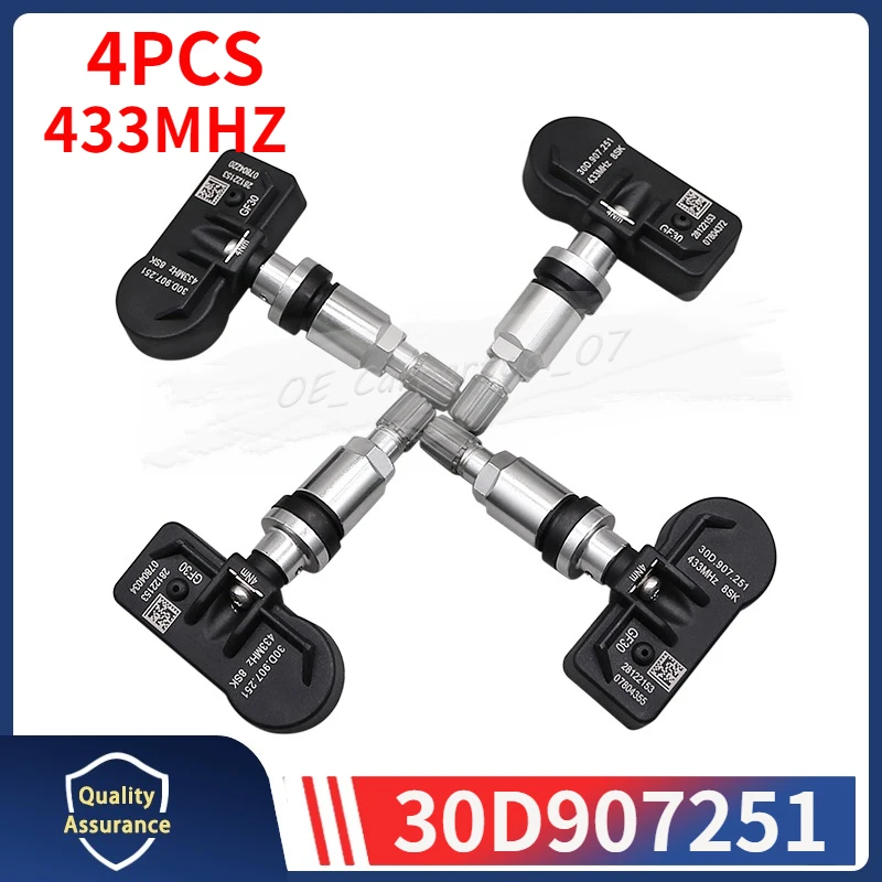 4PCS Tire Pressure Monitor System Sensor 30D907251 For Volkswagen Jetta ...